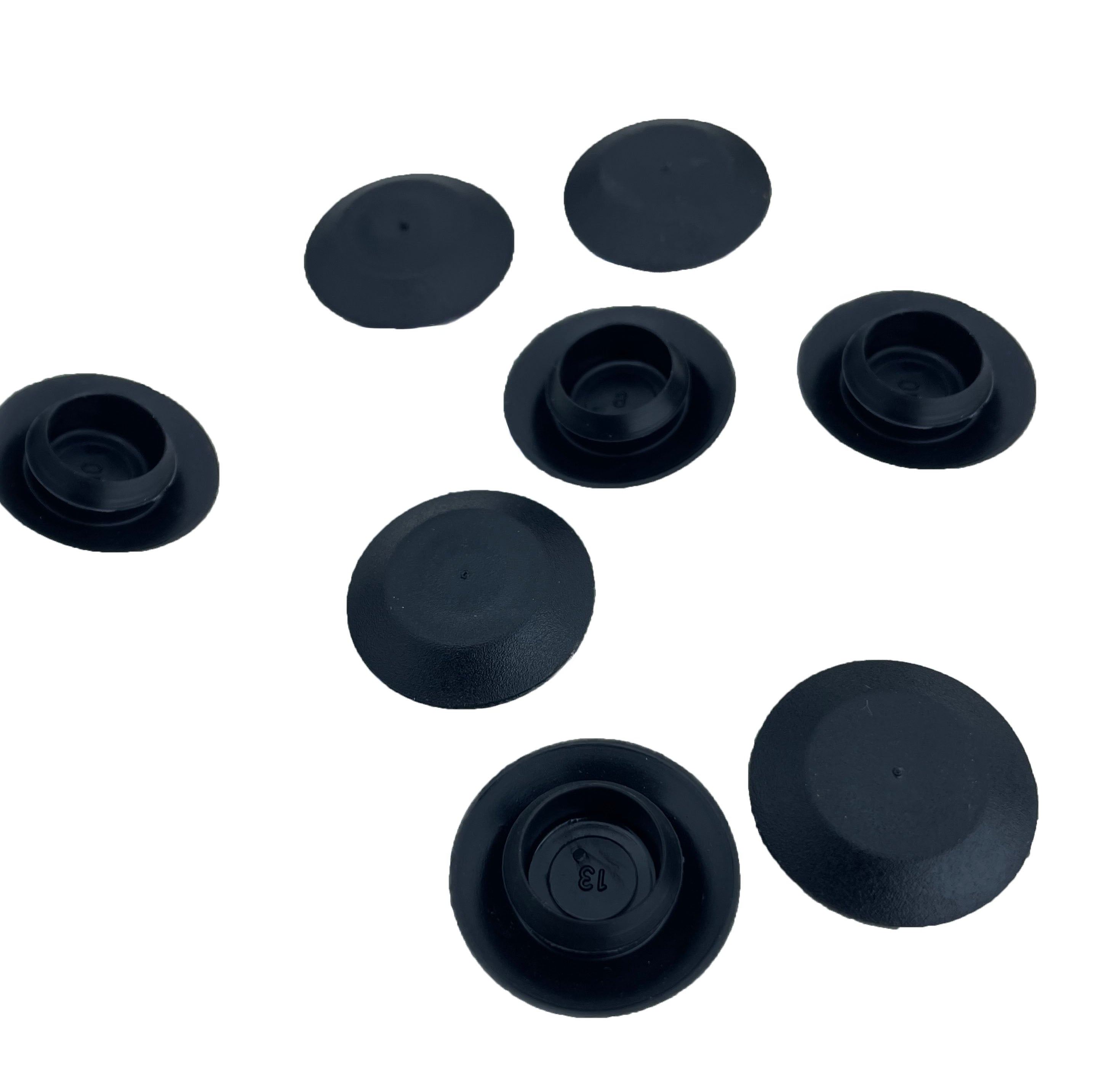 8 Pack Genuine New CAPLUGS Brand Flexible 1/2" Black Plastic Hole Plug
