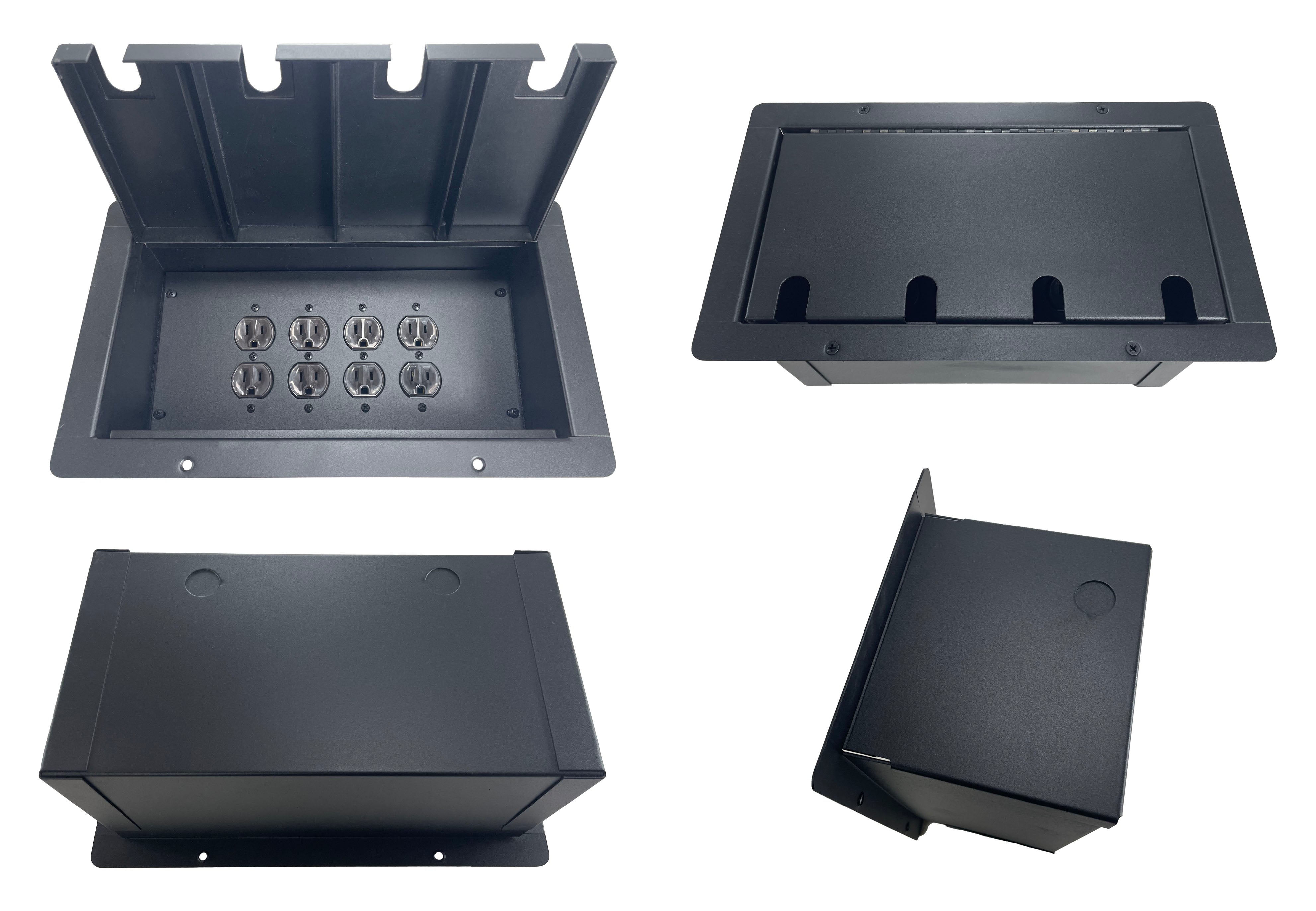 PROCRAFT JUMBO 4-HOLE LID RECESSED Stage Pocket/Floor Box w/ 4) AC Dup