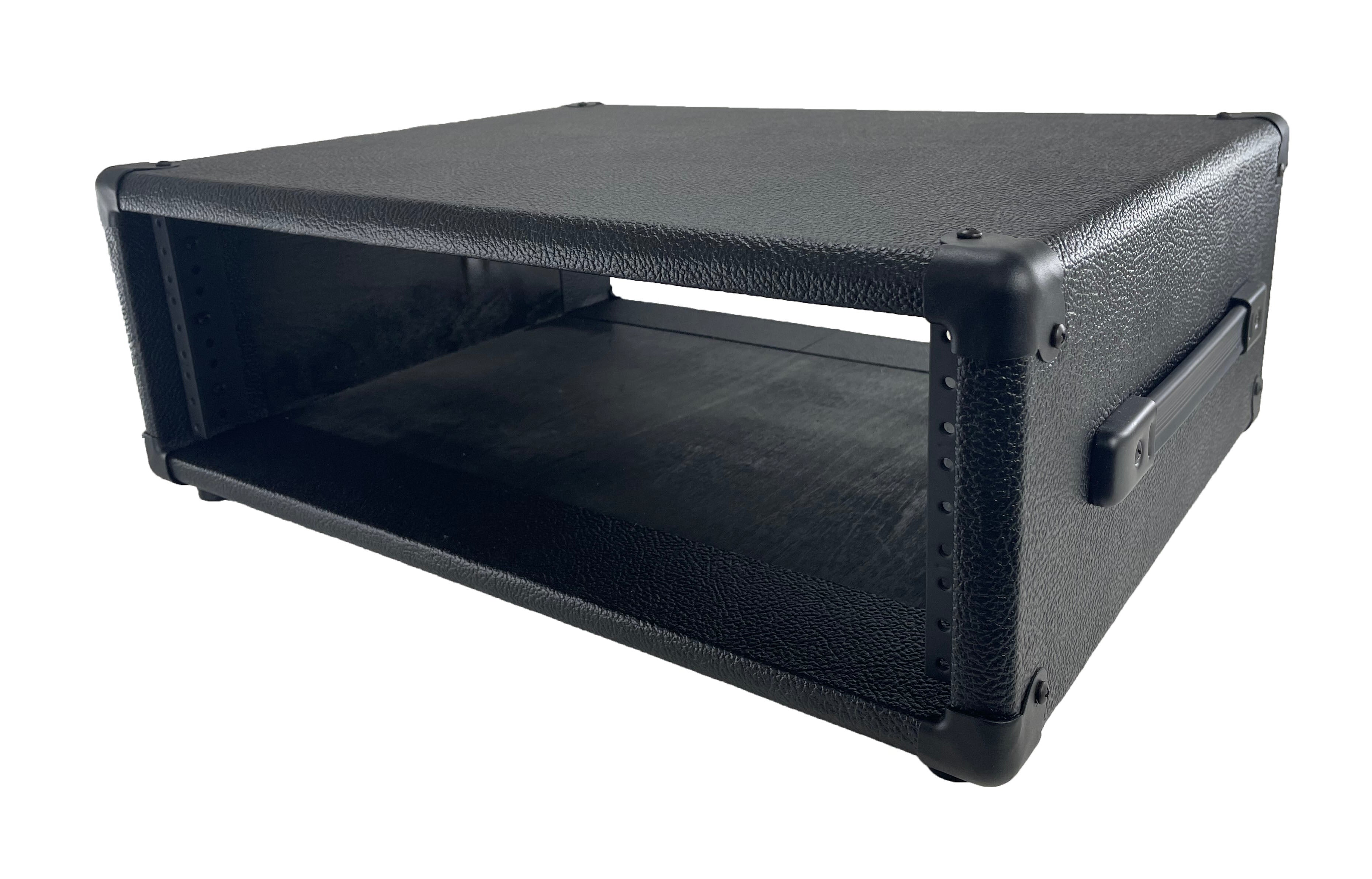 PROCRAFT 3U 16" Deep Rack Case in Black Tolex Wrap - Side Handle Black