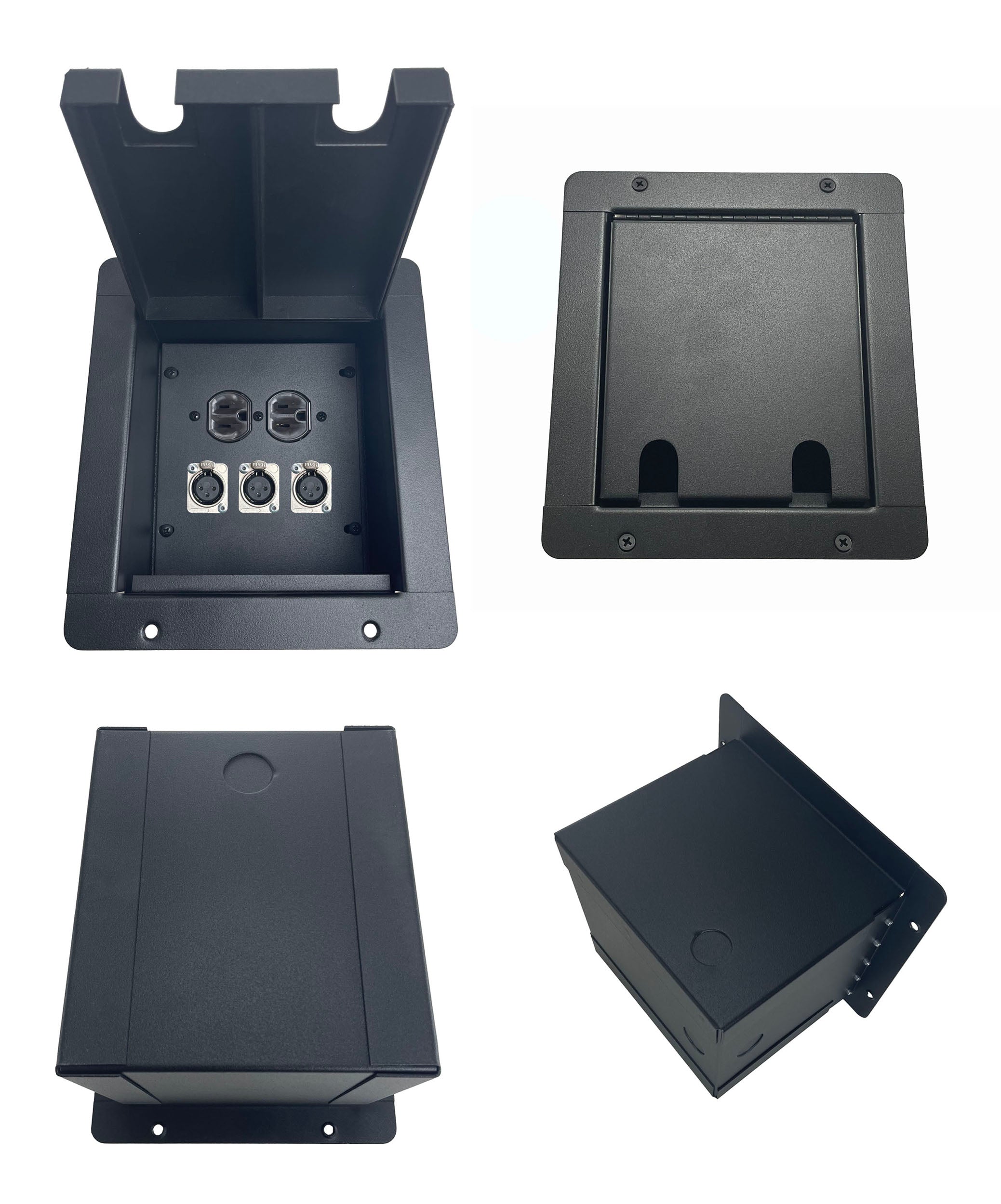 PROCRAFT FPML-1DUP3X-BK Recessed Stage Pocket / Floor Box 1AC + 3CH (a