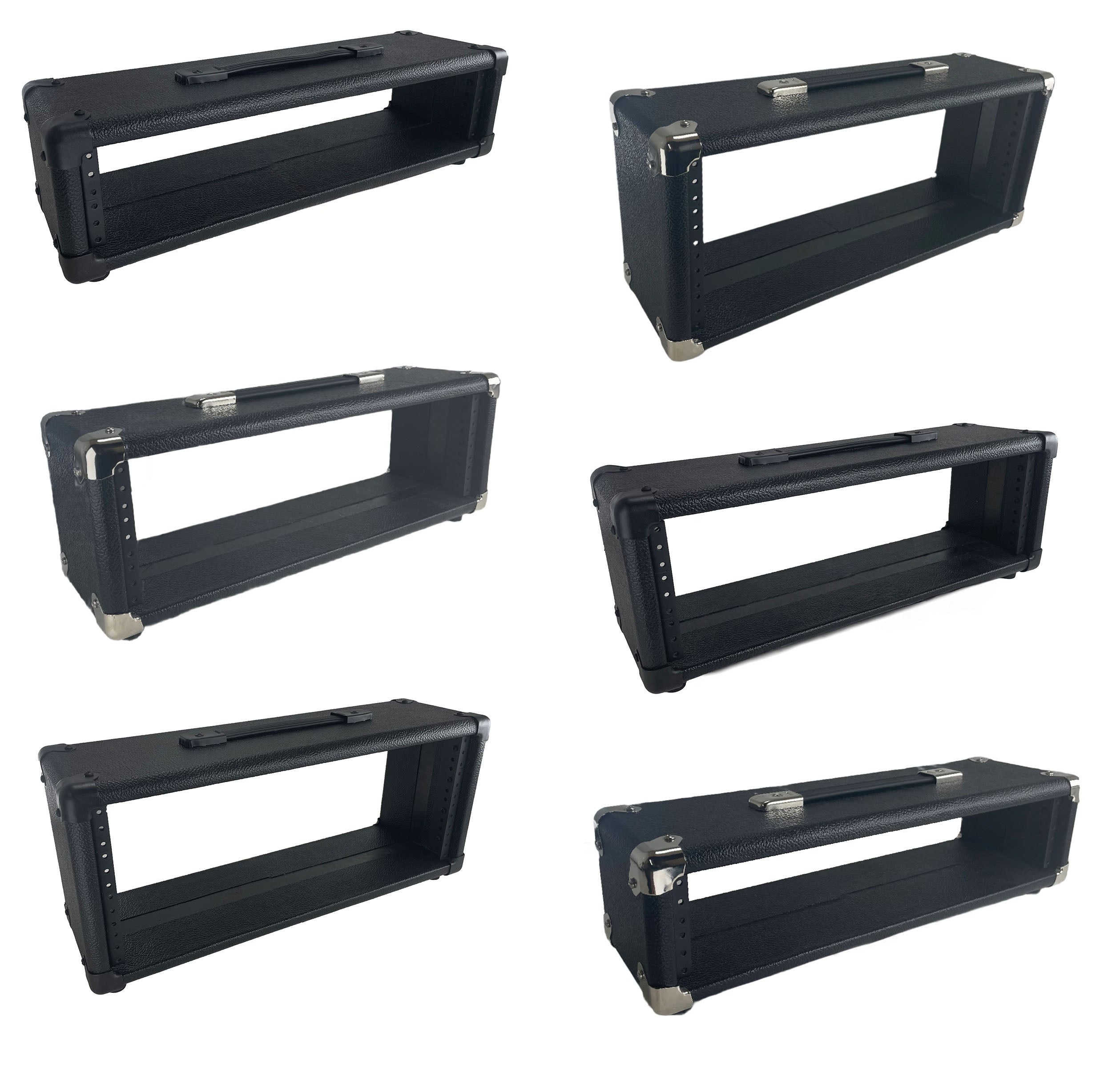 USA Made 6" Deep Rack Case in Black Tolex Wrap - Top Handle Black or N