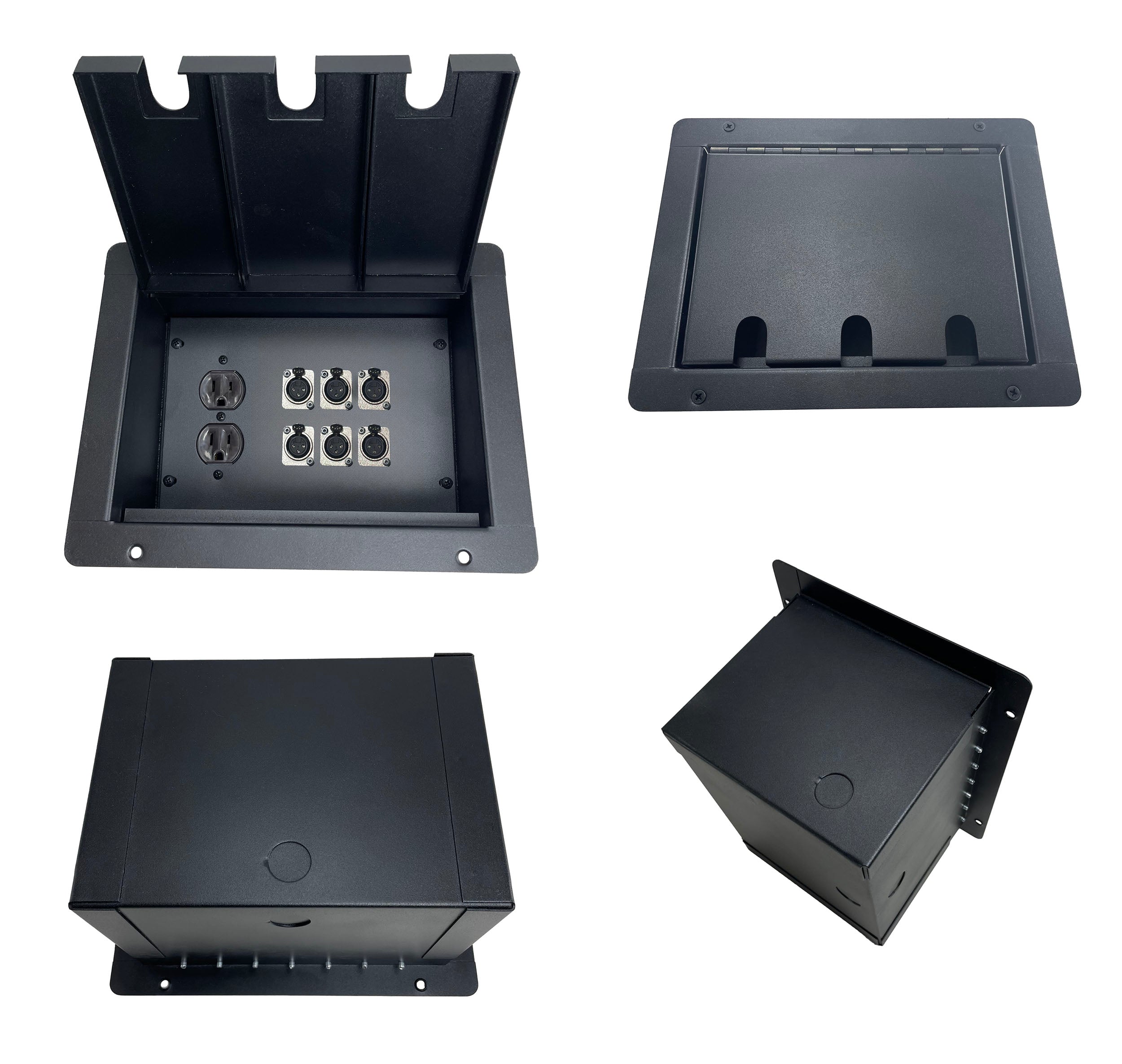 PROCRAFT FPPL-1DUP6X-BK Recessed Stage Pocket / Floor Box 1AC + 6CH (a