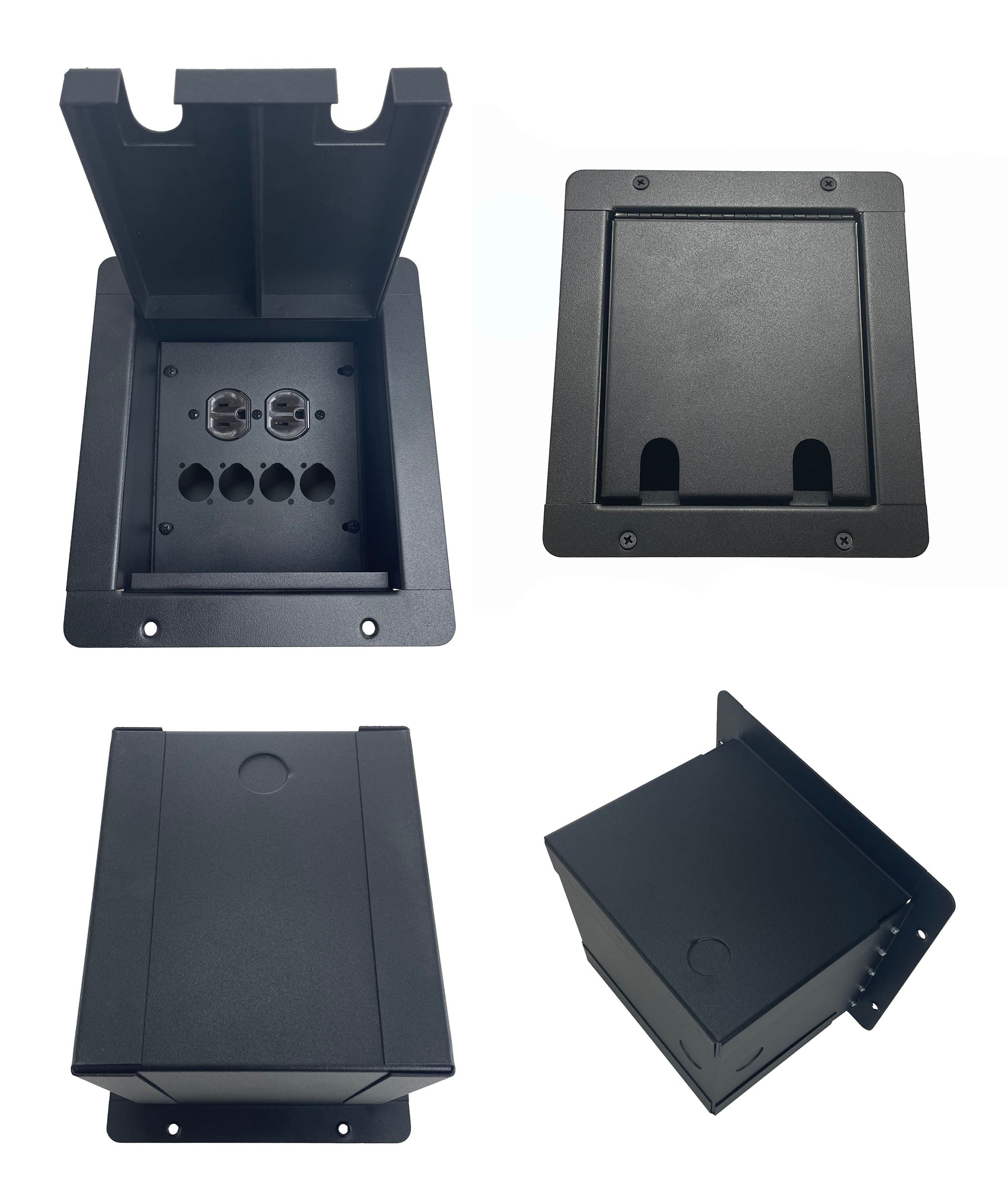 PROCRAFT FPMU-1DUP4X-BK Recessed Stage Pocket / Floor Box 1 AC + 4 "D"