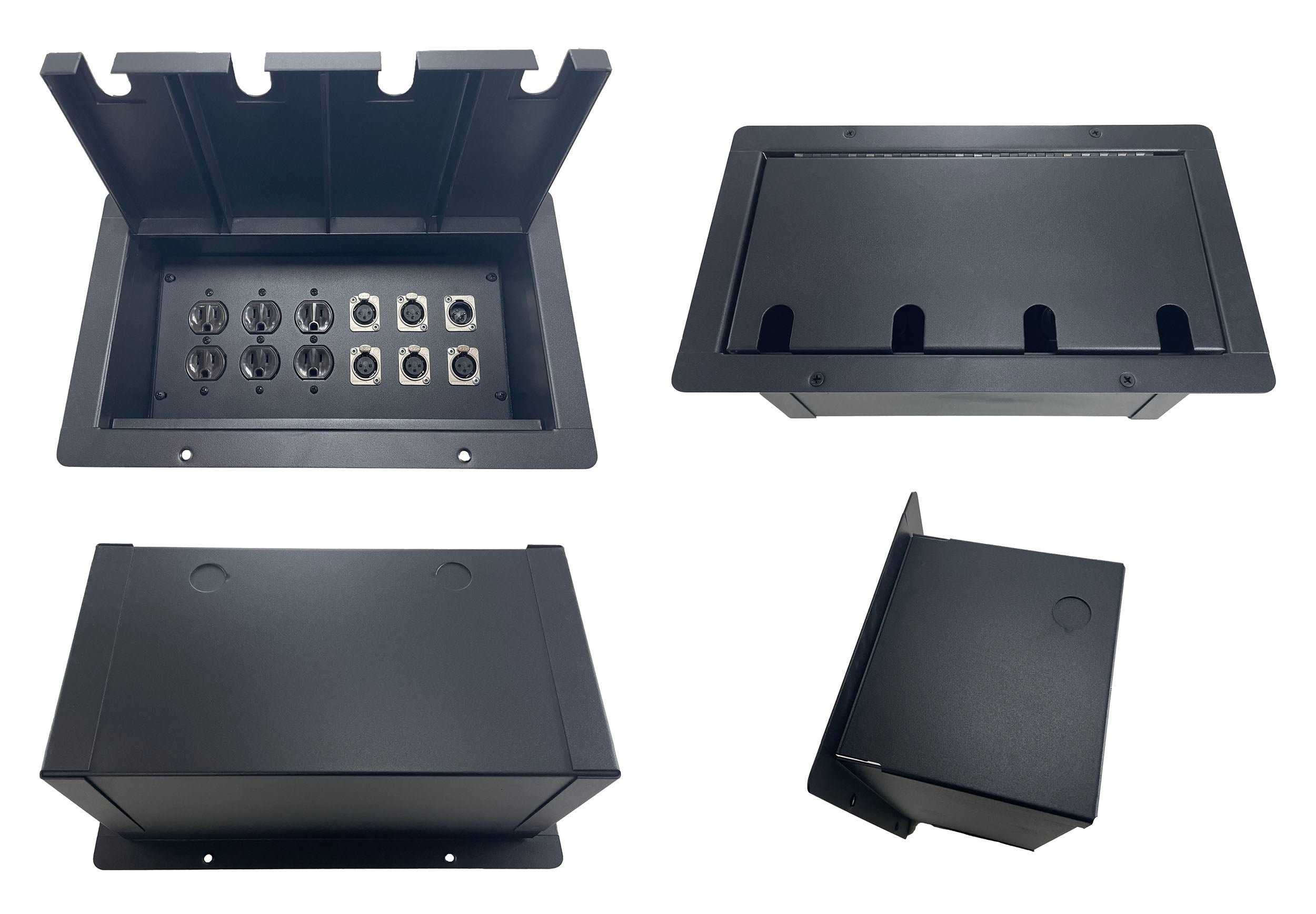 PROCRAFT JUMBO 4-HOLE LID RECESSED Stage Pocket/Floor Box w/ 3) AC Dup